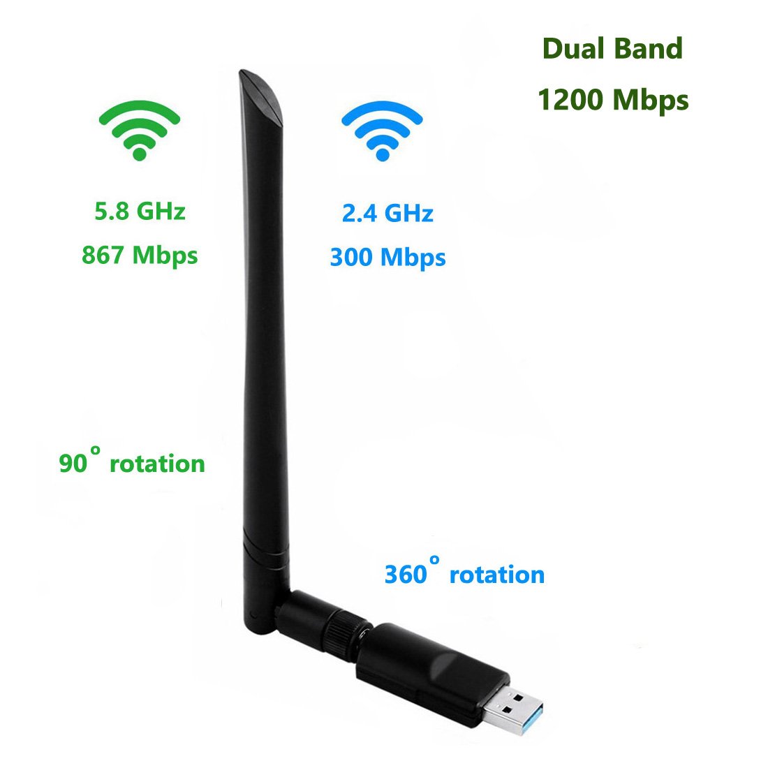 Mua Realtek RTL8812BU USB Wireless Adapter 1300 Mbps with 5 dBi Antenna ...