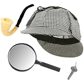 Amazon.com : Adult Sherlock Holmes Detective Sleuth Hat With Pipe ...