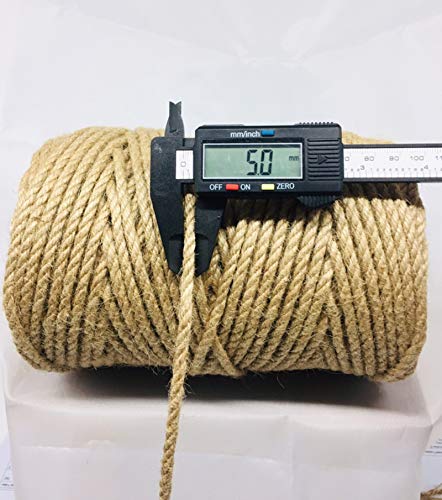 328 Feet 5mm Jute Twine, Heavy Duty Jute Rope, Natural Hemp Rope for ...