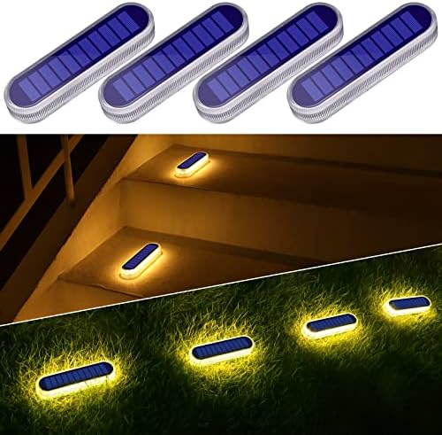 Solar Step Lights Outdoor Waterproof LED, Warm White Solar Stair Lights ...