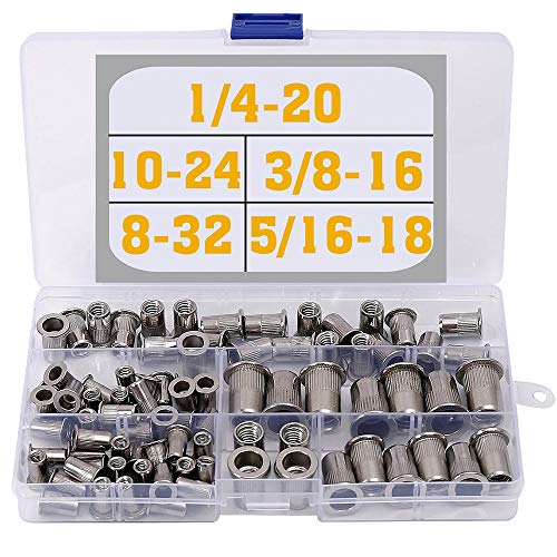 woopais Stainless Steel Rivet Nuts Kit #8-32#10-24 1/4"-20 5/16"-18 3/8 ...