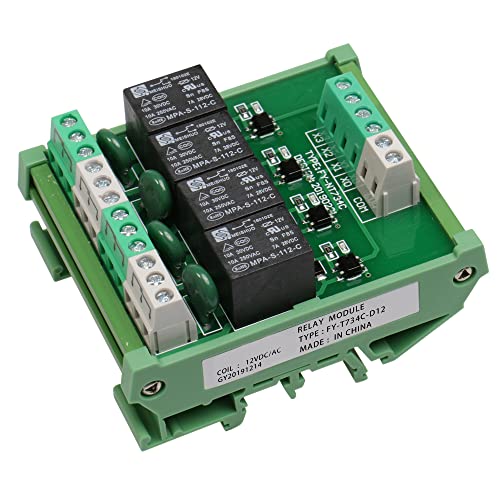 4 Channel Relay Module 1 SPDT DIN Rail Mount 12VDC/AC Interface Relay ...