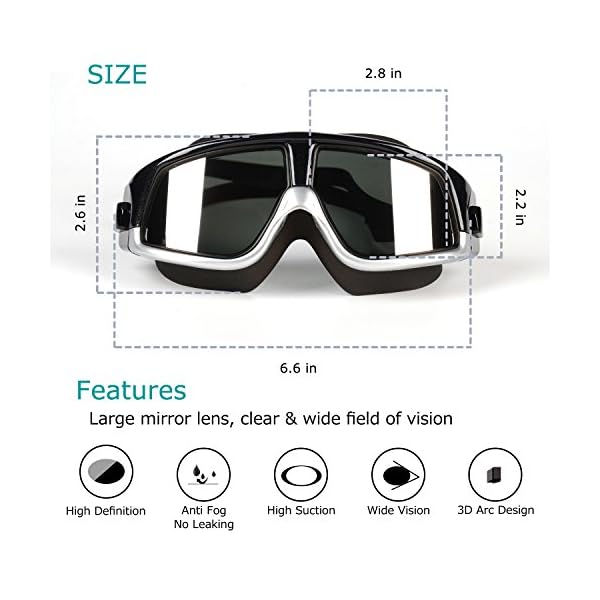 Premium Big Large Frame Swim Goggles, Swimming Goggles Anti Fog No ...