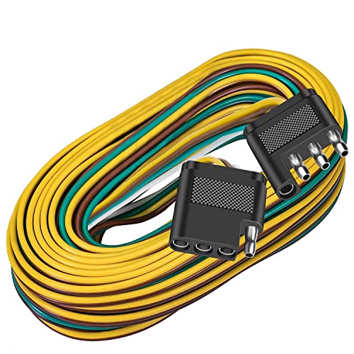 SUZCO 50' 4 Way Flat Trailer Light Wiring Harness Extension Kit, 42 ...