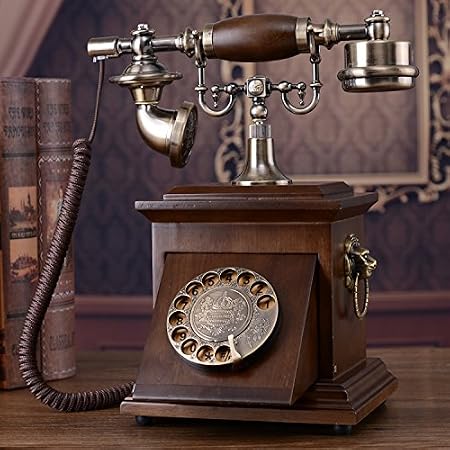 Motesuvar Antiguo Teléfono de Disco Rotatorio de Madera Sólida, Estilo ...