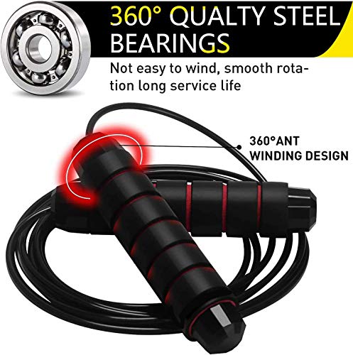 Jump Rope Tangle-Free with Ball Bearing Cable Speed Rope for Women Men ...