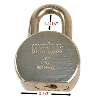 Medeco #52-7000 Series 2-1/2" Wide Body Metro Lock Padlock with 2 High ...