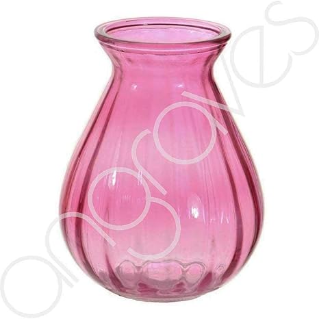 Ribbed Pink Glass Flower Posy Vase Jar Home Decoration Decor Ornament ...