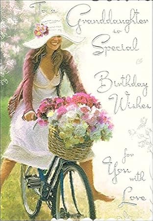 Granddaughter Birthday Card (JJ4147) - Girl Riding Bike 9" x 6.25" Code ...