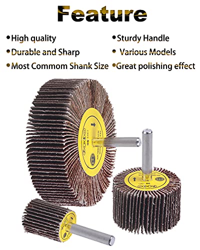 40 Pack 1/4" Abrasive Flap Wheel Sander Set, Rocaris 80 Grit Aluminum ...