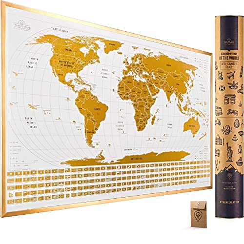 Scratch Off Map of The World with Flags - 24 x 17 Easy to Frame Scratch ...