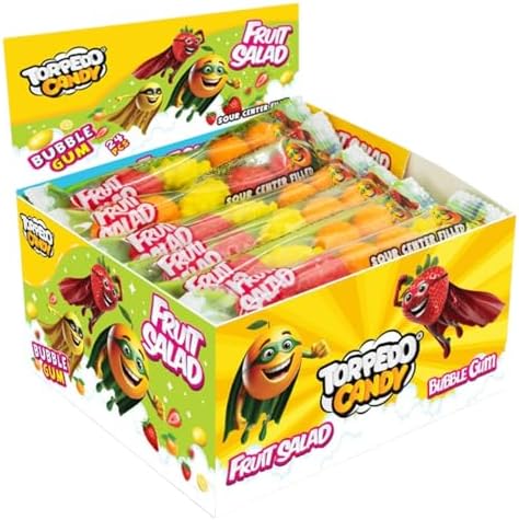Torpedo Fruit Salad Bubble Gum 24x18g – Sour & Fruity Chewing Gum ...