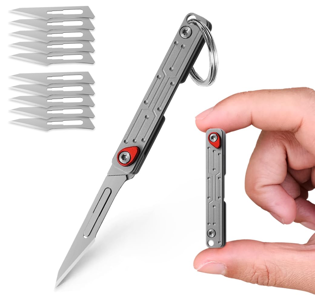 Joycube Small Keychain Knife, Mini Folding Pocket Knives with 10pcs ...
