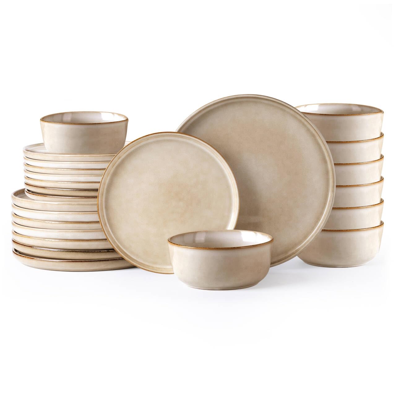 AmorArc Stoneware Dinnerware Sets,Round Reactive Glaze Ceramic Plates ...