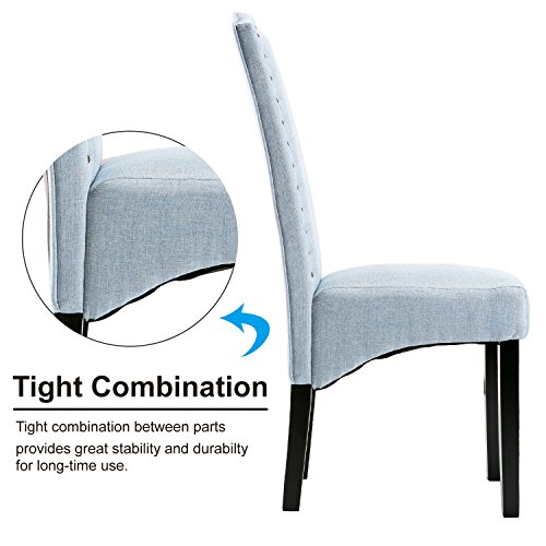 Merax Dining Chairs Fabric Accent Chair with Solid Wood Legs (Light Blue)