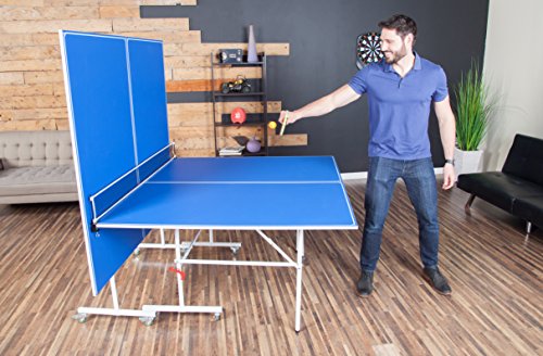 JOOLA Indoor 15mm Ping Pong Table with Quick Clamp Ping Pong Net Set - Single Player Playback ...