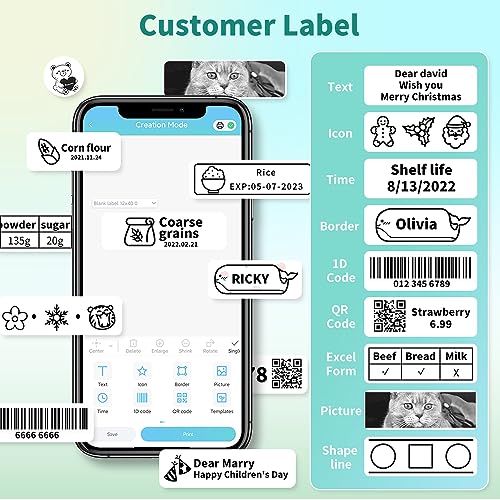 Phomemo D30 Label Maker Tape Black on White Sticker Thermal Paper Self ...