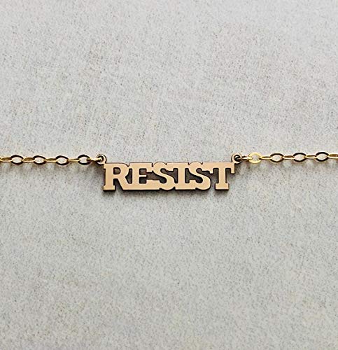 Amazon.com: RESIST Word Charm Gold Fill Necklace also in Silver and ...