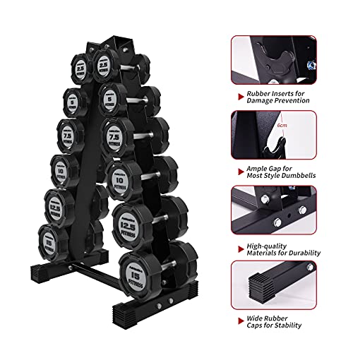 6 Tier Dumbbell Rack Stand Only, A Frame Solid Steel Dumbbell Storage ...
