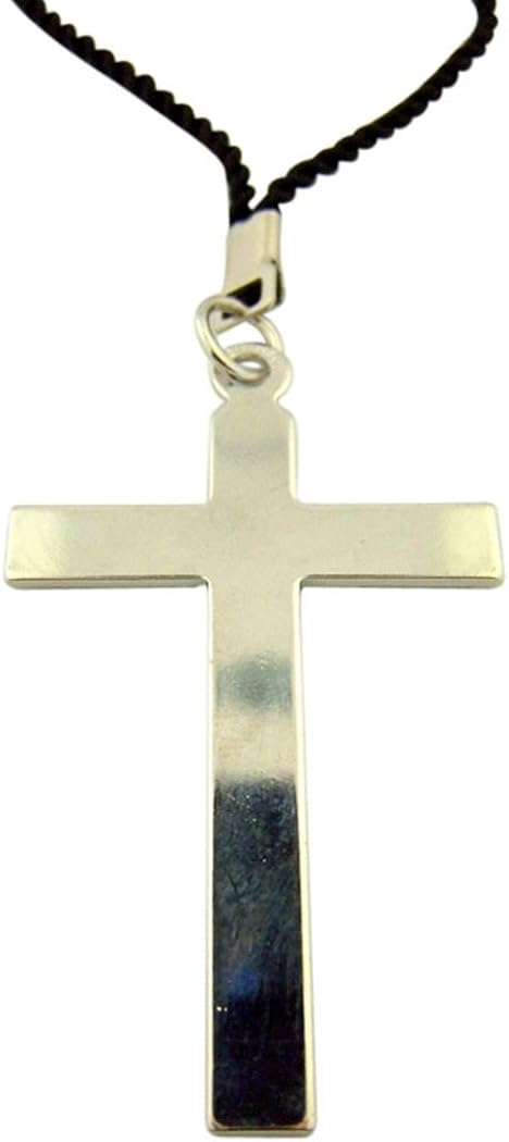 Amazon.com: WJH Silver Toned Base Plain Latin Pectoral Cross on Cord ...