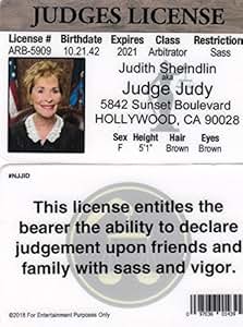 Amazon.com: Signs4Fun NJJID Judge Judy Novelty fake ID card Drivers ...