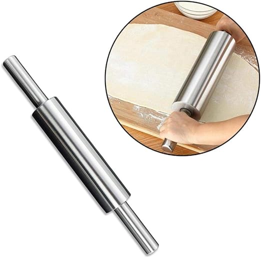Volwco Teigroller aus Edelstahl, antihaftbeschichtet und drehbar für ...