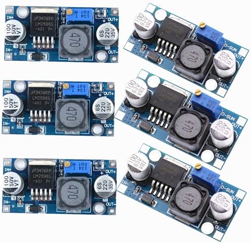 6 Pack LM2596 DC-DC Buck Converter, QEBIDUM LM2596S Adjustable DC to DC Step Down Module DIP SMD ...
