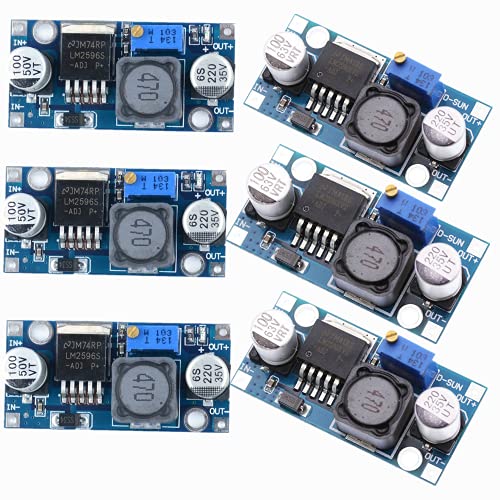 6 Pack LM2596 DC-DC Buck Converter, QEBIDUM LM2596S Adjustable DC to DC Step Down Module DIP SMD ...
