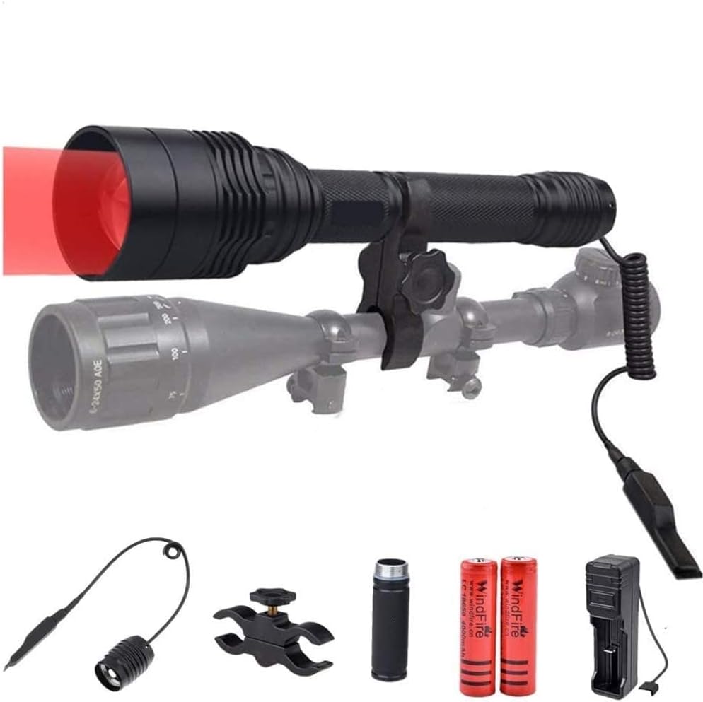 Red Hunting Torch, Rechargeable LED Torch 500 Lumens One Mode ...