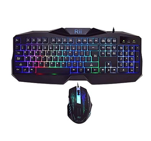 Rii Gaming Keyboard and Mouse Combo,LED Rainbow Backlit USB Wired ...