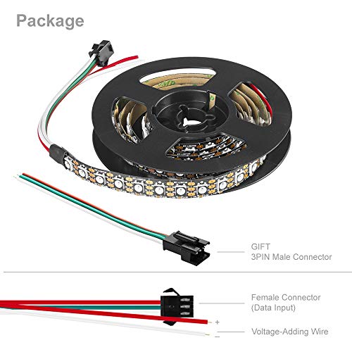 BTF-LIGHTING WS2812B RGB 5050SMD Individual Addressable 3.3FT 100(2x50 ...