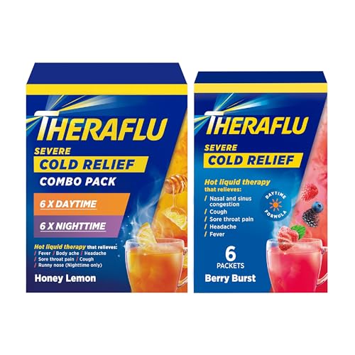 Theraflu Combo Daytime and Nighttime Severe Cold Relief Honey Lemon ...