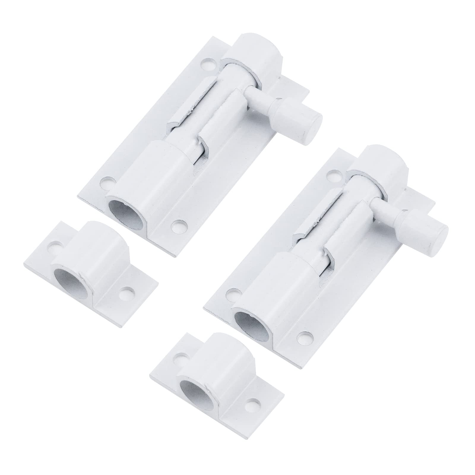 Bitray 2-inch Slide Bolt Latch White Slide Locks For Inside Door Barrel ...
