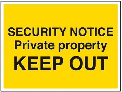 VSafety Security Notice, Private Property, Keep Out Sign – Landscape ...