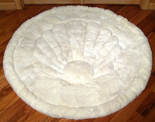 Amazon.com: SoftRugs White Shell Design Round Alpaca Area Rug in 3-Feet ...