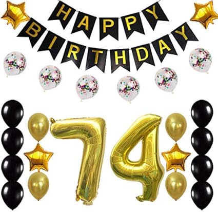 Amazon.com: 74th Birthday Decorations Party Supplies Happy 74th ...