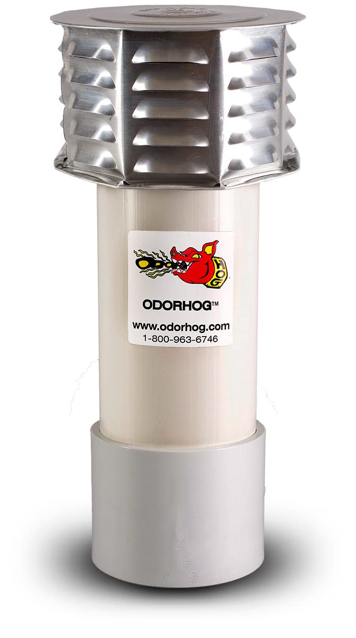 OdorHog Metal Cap Slip On Vent Stack Pipe Filter 4" PVC, Removes ...