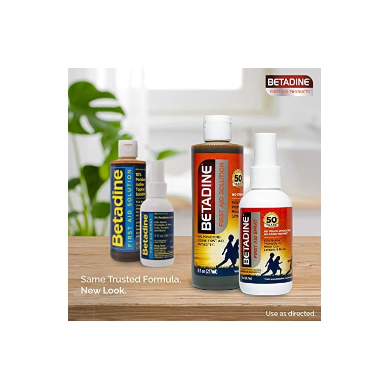 Betadine First Aid Spray 3 oz Povidone Iodine Antiseptic with No-Sting ...