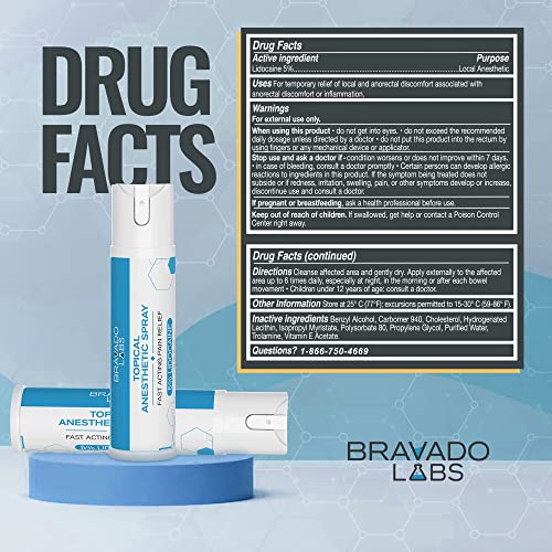 Bravado Labs Numbing Spray - Topical Anesthetic Numb Spray -5% ...
