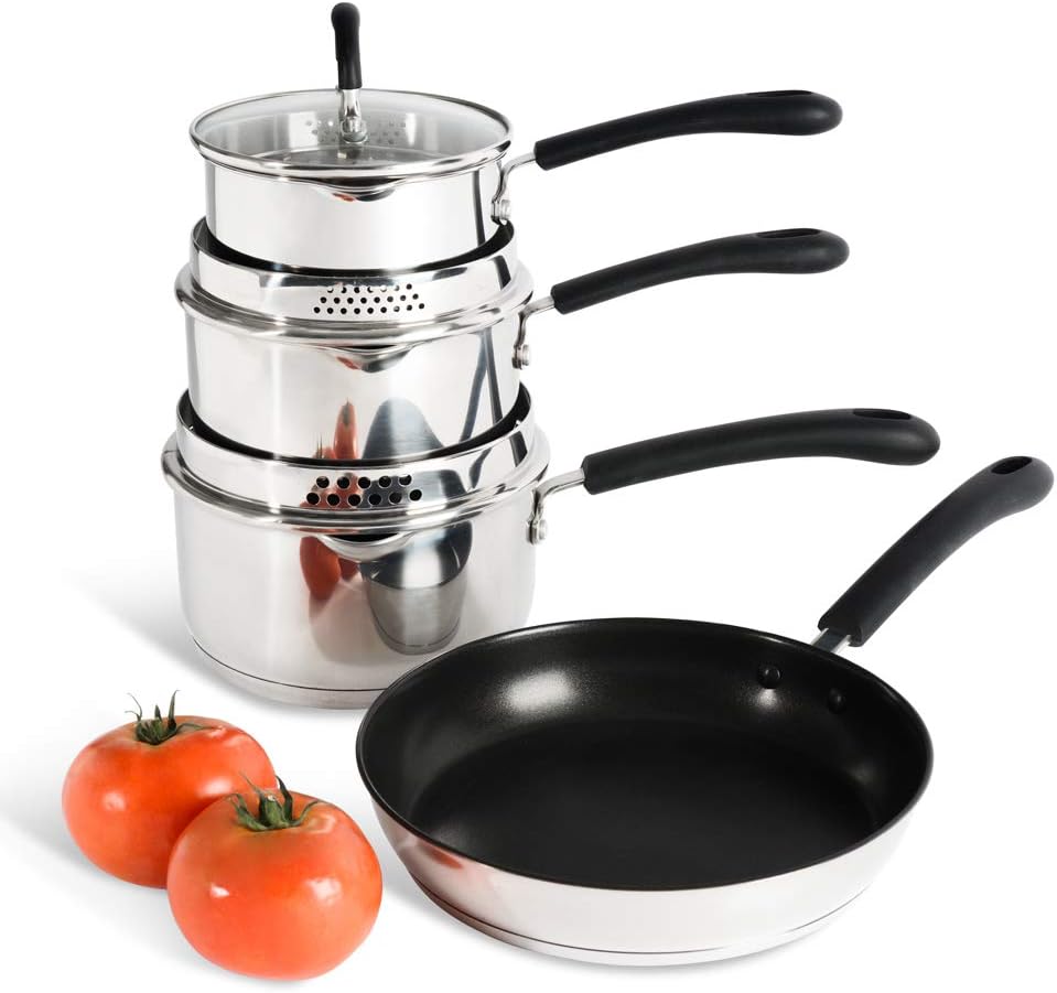 Amazon.de: ProCook Gourmet Steel Kochgeschirr Set- 4-teilig - mit ...
