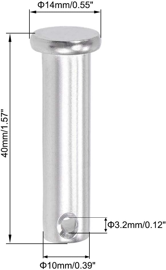 sourcing map Single Hole Clevis Pins – 10mm X 40mm Flat Head 304 ...