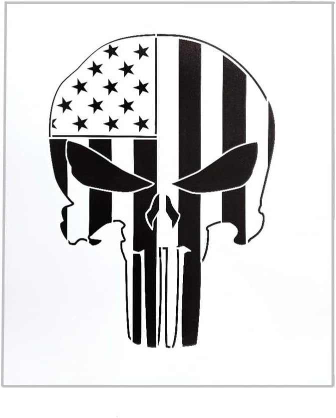 American Punisher Skull Stencil Reusable Painting Wood Walls Fabric 