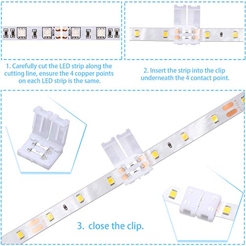 40 Pieces 2 Pin LED Strip Connectors Lights Connector T Shape L Shape ...