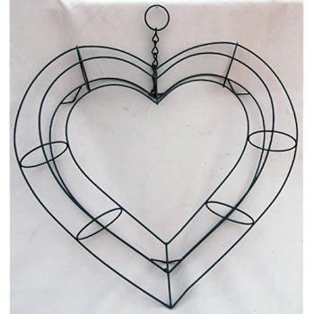 Amazon.com : 13" Heart Shape Living Wreath Wire Form : Heart Shaped ...