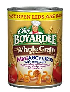 Amazon.com : Chef Boyardee Whole Grain Abc's & 123's with Meatballs, 15 ...