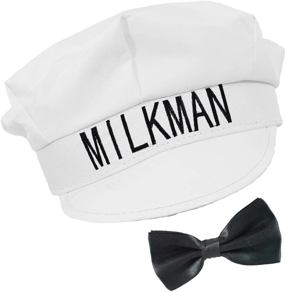 Amazon.com: Milkman Hat with Black Bow Tie Classic Vintage 1950's ...