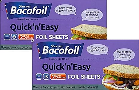 Bacofoil Individual Aluminium Thick Kitchen Foil Sheets (25 x 26cm) x ...