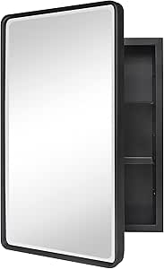 Amazon.com: TEHOME Farmhouse Black Metal Framed Recessed Bathroom Medicine Cabinet with Mirror ...