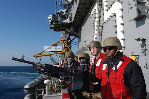 Buy Photo US Navy (USN) Sailors stands a force protection security ...