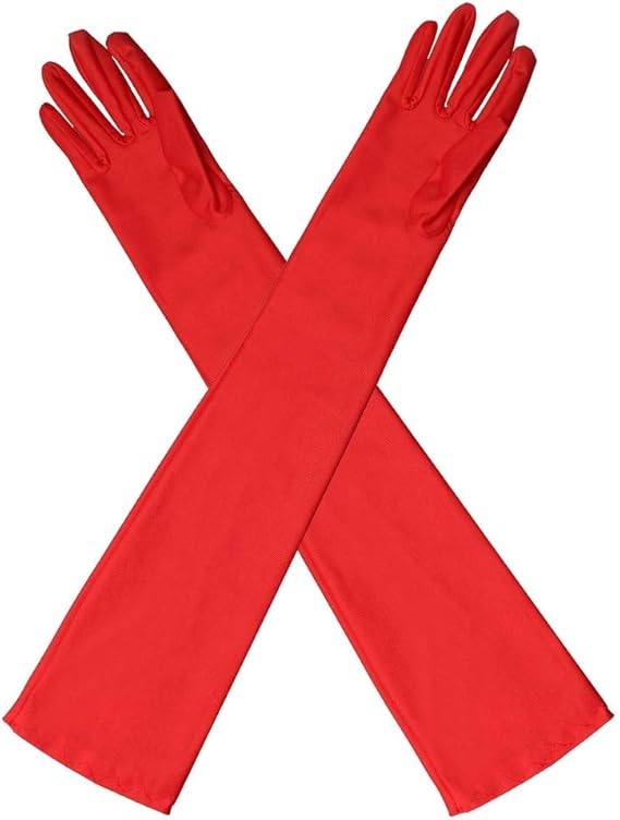 kuou Red Elbow Gloves, Red Fancy Dress Gloves Long Red Gloves for ...